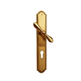 Fiocca - Flat Door Handle With Large Dimple Classic Plate, Gold