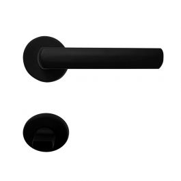Alice - Bathroom Door Handle With Round Rosettes, Black