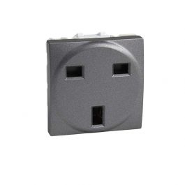 Socket-Outlet 1 S.O. - 2P+E, Shutters, Uk - 2 M - Graphite