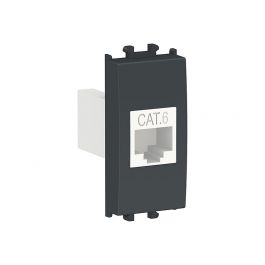 Easy Styl, Data Socket, Rj45 Cat 6 Utp, 1Module, Black