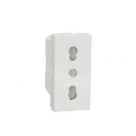 Italian Socket Outlet, New Unica, 16 A, 2P+E, White